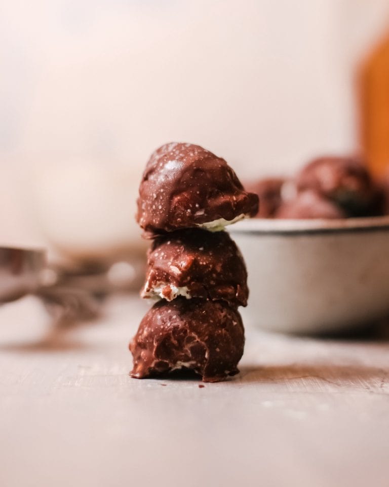 Simple Homemade Mint Chip Ice Cream Bon Bons | Food Plus Words